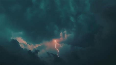 A Dramatic And Aweinspiring Image Of A Lightning Storm The Dark Clouds