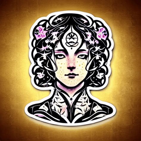 Elegant Celestial Art Nouveau Anime CutOut Sticker Creative Fabrica