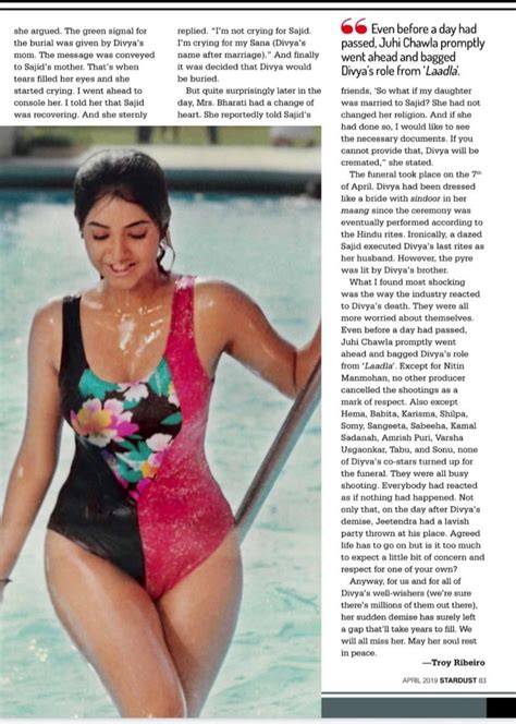 News Of Divya Bhartis Death As Reported By Stardust In May 1993 R
