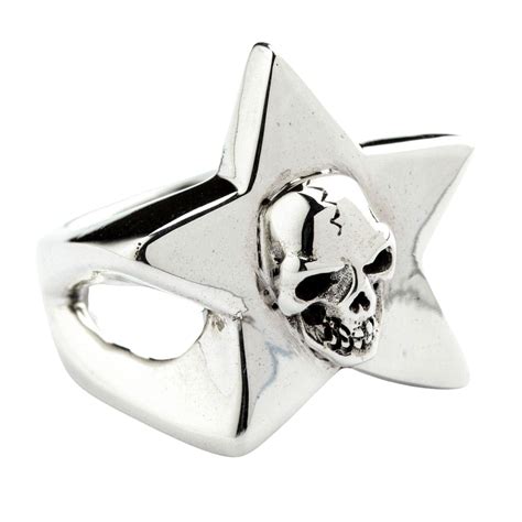 Star Skull Sterling Silver Ring Bikerringshop