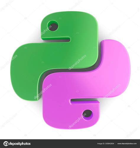 Python Symbol White Background Green Pink Materials Rendering Stock