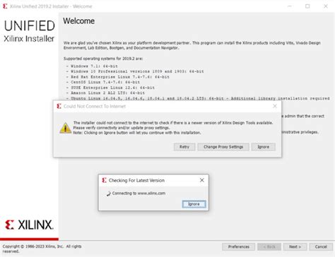Failed In Installing Vivado 20191 Could Not Connect To The Internet