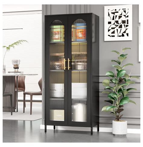 Superwum Storage Cabinet With Glass Doorstall Ktichen Pantry Cabinet