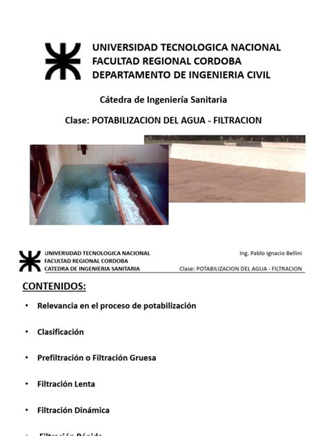 Clase Potabilizaciónfiltracion Pdf Filtración Agua Potable