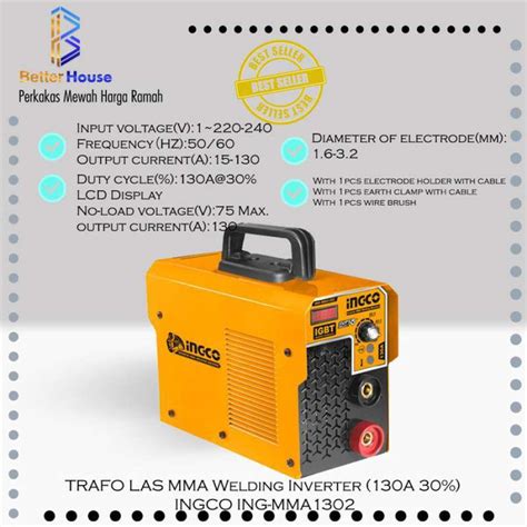 Promo Mma Welding Inverter 130a 30 Ingco Ing Mma1302 Mesin Trafo Las