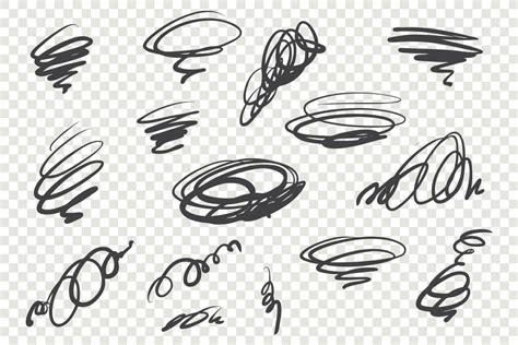 Black Curly Scribble Vector Illustrations Set 23816201 Vector Art At