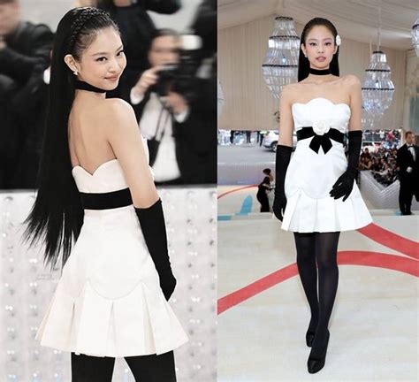 패션엔 블랙핑크 제니 멧 갈라 첫 데뷔 시선 한몸에 받은 샤넬 미니 드레스룩