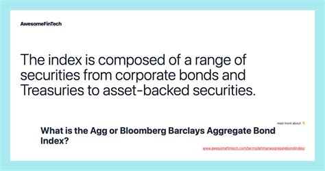 What Is The Agg Or Bloomberg Barclays Aggregate Bond Index