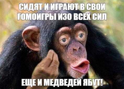 Мем СИДЯТ И ИГРАЮТ В СВОИ ГОМОИГРЫ ИЗО ВСЕХ СИЛ ЕЩЕ И МЕДВЕДЕЙ ЯБУТ Все шаблоны Meme