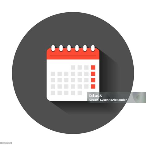 평면 스타일에서 캘린더 일정 아이콘입니다 긴 그림자와 플래너 벡터 일러스트입니다 일정 비즈니스 개념입니다 0명에 대한 스톡 벡터