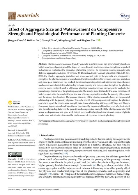 Pdf Effect Of Aggregate Size And Water Cement On Compressive Strength And Physiological