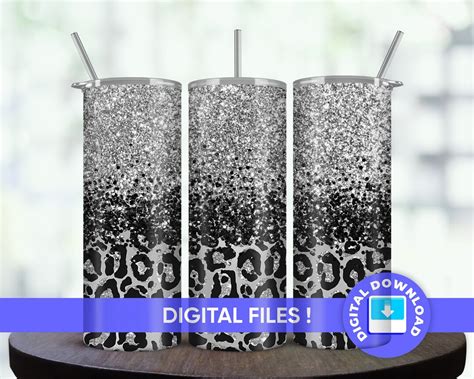 Silver Glitter Tumbler Png Sublimation Design Tumbler 20oz Skinny