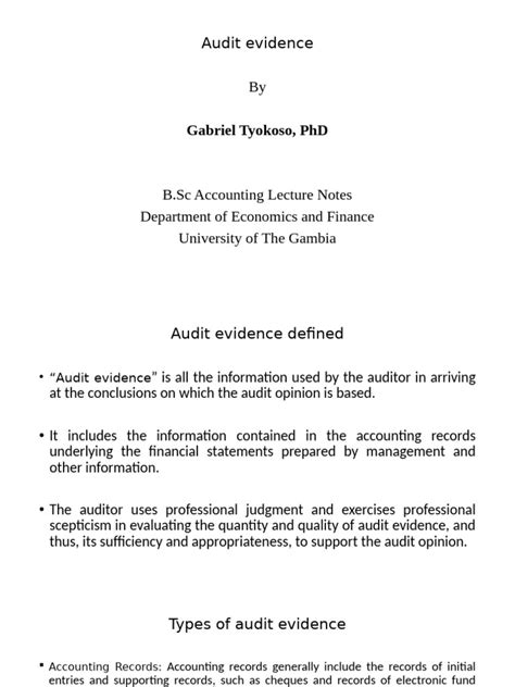 Audit Evidence Pdf Audit Internal Control