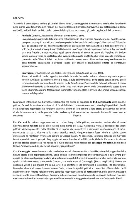 Barocco Riassunto Sullarte Barocca Docsity