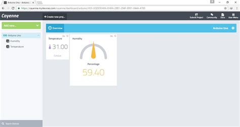 Monitoring Temperature And Humidity Using Cayenne Projects Made With