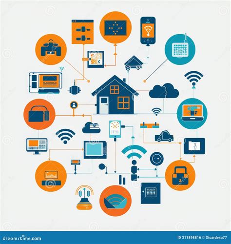 Smart Home Network Diagram Icons Stock Illustration Illustration Of Network Control 311898816