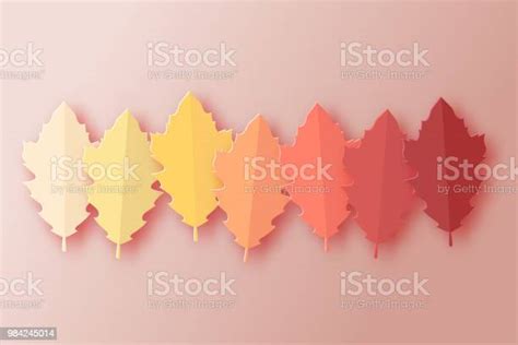 종이을 단풍 화려한 배경 최신 유행 3d 종이 컷 스타일 벡터 일러스트 레이 션 가을에 대한 스톡 벡터 아트 및 기타 이미지 가을 나뭇가지 나무 Istock