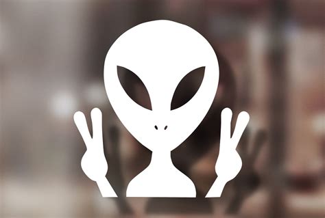 Holographic Alien Sticker Holographic Ufo Alien Peace Sticker Alien Car