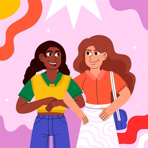 평평한 우정의 날 일러스트레이션 프리미엄 벡터