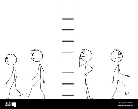 Look For Success And Be Ready Vector Cartoon Stick Figure Illustration