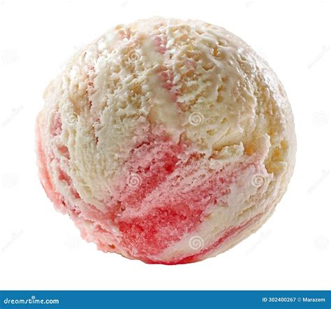 Bola De Helados De Vainilla Y Fresa Imagen De Archivo Imagen De Crema