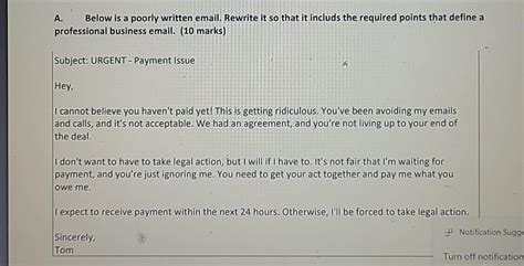 Solved A ﻿below Is A Poorly Written Email Rewrite It So