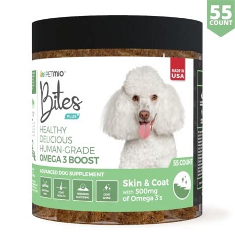 Petmio Bites Plus Skin And Coat Supplement For Dogs With Omega 3s