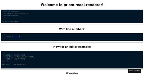 Prism React Renderer Example Codesandbox