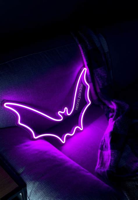 Bat Neon Sign Scary Bat Neon Sign Halloween Bat Neon Sign Happy