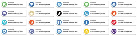 Follow Me Social Network Platform Card Style Icons With Custom Message Option 20 Pack Such As