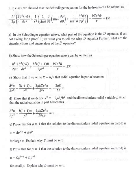 solved in class we showed that the schrodinger equation for
