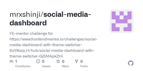 GitHub Mrxshinji Social Media Dashboard FE Mentor Challenge For Https Frontendmentor Io