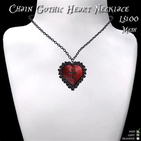 Second Life Marketplace Chain Gothic Heart Necklace