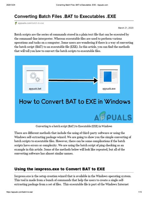 Converting Batch Files Bat To Executables Exe Pdf Computer File