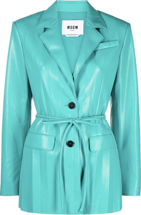 Msgm Pleated Faux Leather Jacket Shopstyle