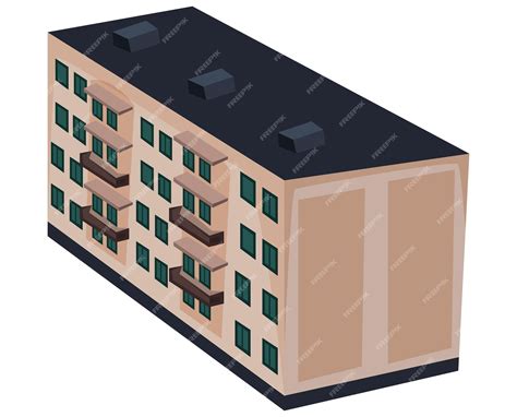 문과 창문이 있는 집 외관 카툰 벡터 삽화 프리미엄 벡터