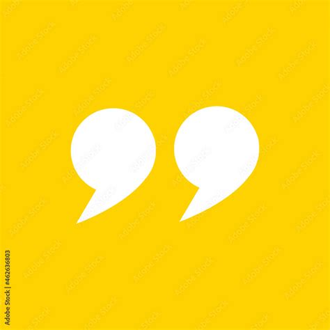 Vector Quotation Marks White Symbol On Bright Yellow Background
