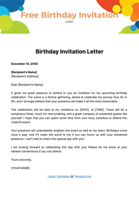 Make Some Exle Of Birthday Party Invitation Letters