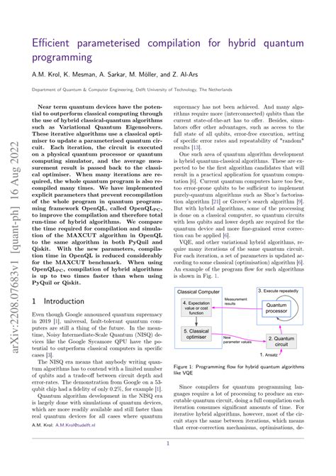 PDF Efficient Parameterised Compilation For Hybrid Quantum Programming