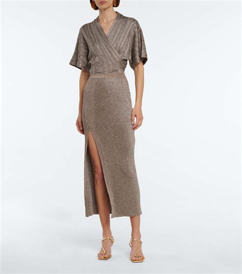 Missoni Metallic Ribbed Knit Midi Skirt Missoni