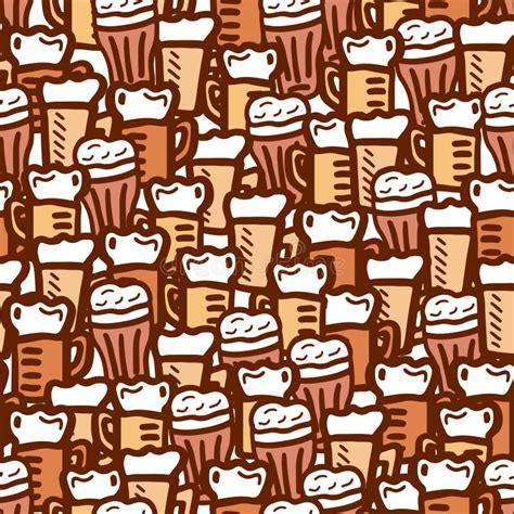 Hand Drawn Beer Seamless Pattern Stock Vector Illustration Of Brewery