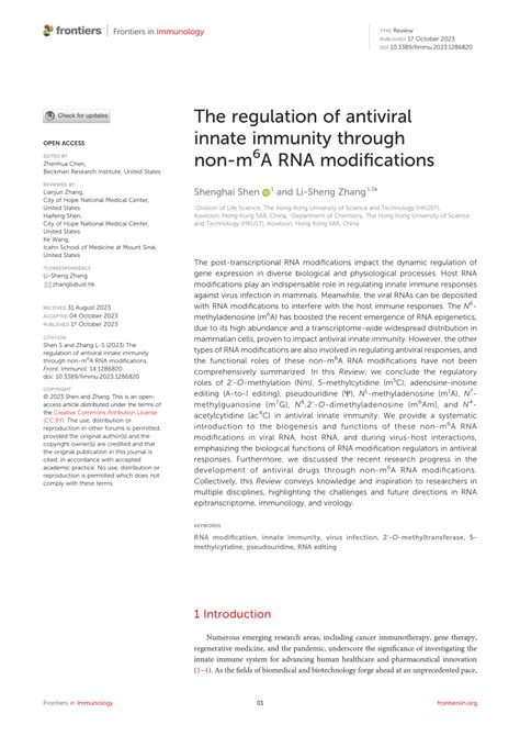 pdf the regulation of antiviral innate immunity through non m6a rna