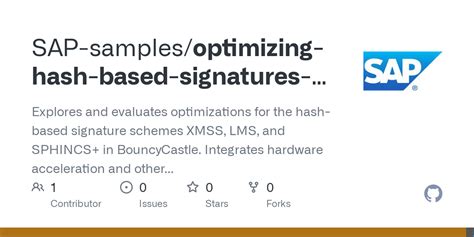 Github Sap Samplesoptimizing Hash Based Signatures Java Explores