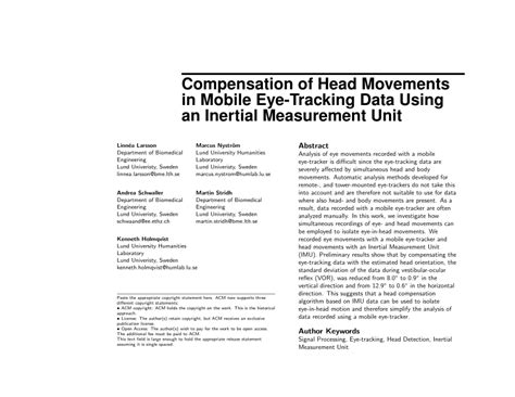 pdf compensation of head movements in mobile eye tracking data using an inertial measurement unit