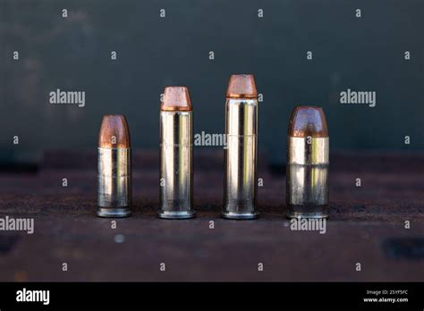 A Comparison Between Four Common Handgun Calibers From Left To Right