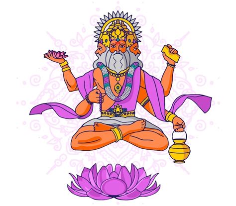 Premium Vector Gods Of Hinduism Lord Brahma The Main Hindu Deity