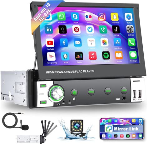 CAMECHO Android 13 1G 32G 1 Din Autoradio 7 Pollici Filp Out