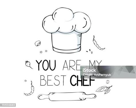 손으로 그려진 된 그림 주방 도구 실제 벡터 그리기 Coocking 도구 및 견적 크리에이 티브 낙서 스타일 잉크 예술 작품입니다 주방 세트와 텍스트 당신은 내 최고의