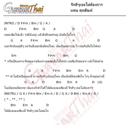 คอร์ดเพลง รักดีๆเธอไม่ต้องการ แทน ศุภสัณห์