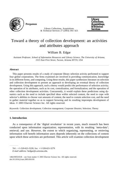 pdf toward a theory of collection development an activities and attributes approach dokumen